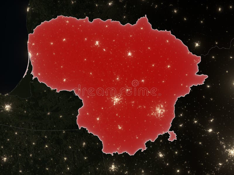 Lithuania on realistic map stock illustration. Illustration of ...