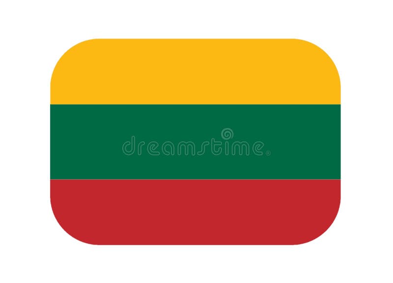 Lithuania Rounded Rectangle Flag Icon with Shadow on White Background ...