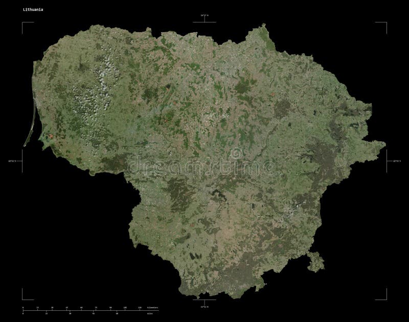 Lithuania Shape on Black. High-res Satellite Stock Illustration ...