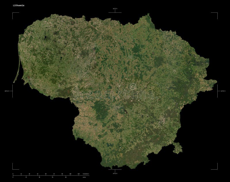 Lithuania Shape on Black. Low-res Satellite Stock Illustration ...