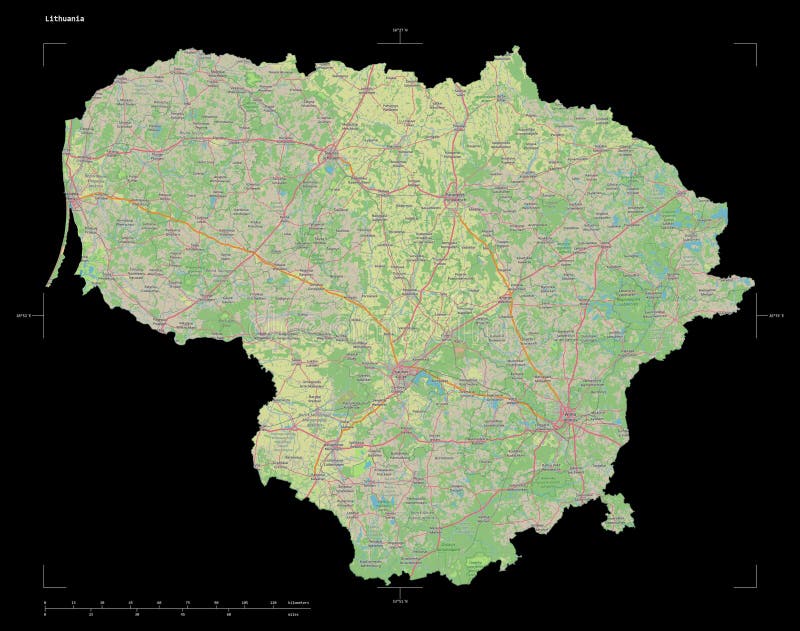 Lithuania Shape on Black. Topo German Stock Illustration - Illustration ...