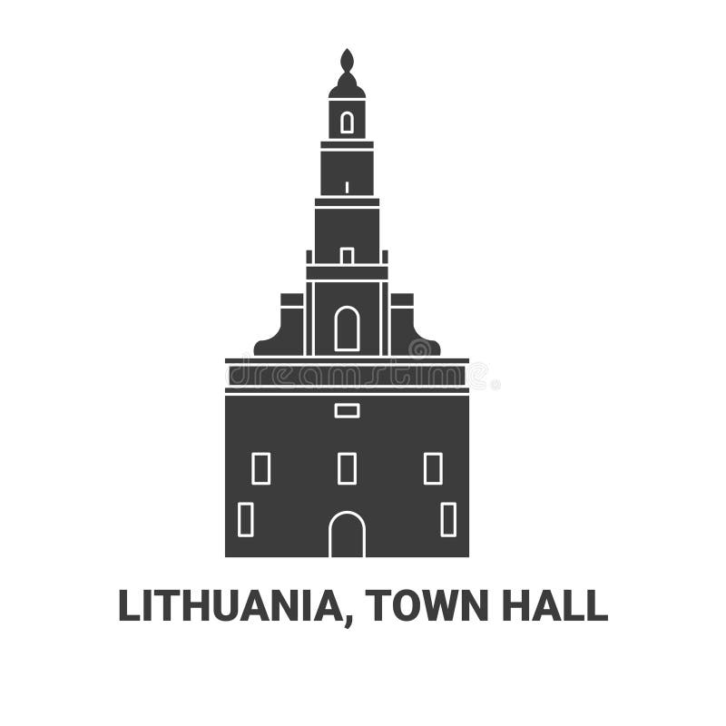 Lithuania, Town Hall, Travel Landmark Vector Illustration Stock Vector ...