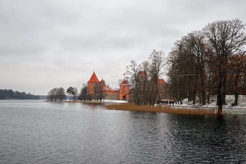 Lithuania. Trakai Castle on Lake Galve in Lithuania. December 31, 2017 ...