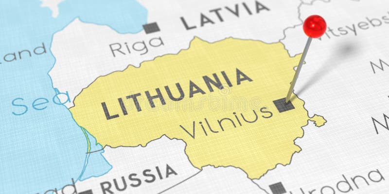 Lithuania, Vilnius - Push Pin on Political Map Stock Illustration ...