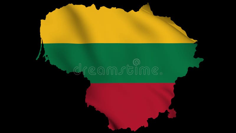Lithuania Waving Flag Map with Alpha Channel and Seamless Loop Stock ...