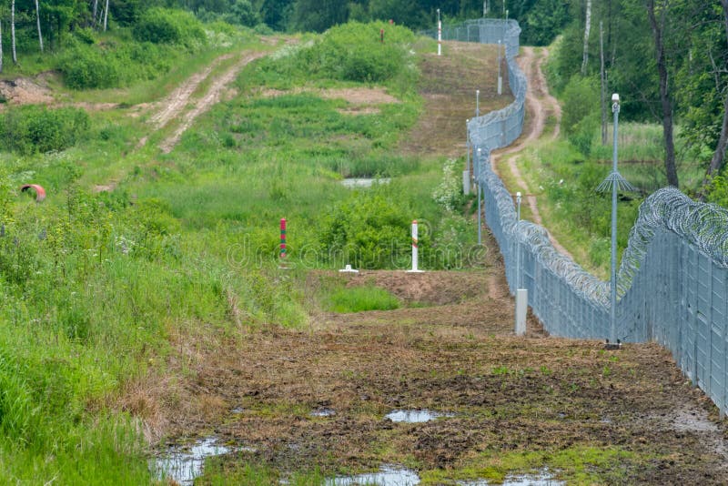 Lithuanian Border Fance on Lithuania - Russian Border Stock Photo ...