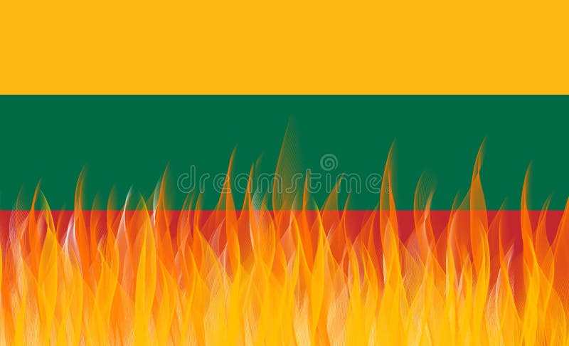 Lithuanian Flag Combined with Fire Texture. Beautiful Image of Fire in ...