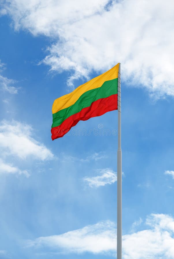 Lithuanian Flag in Front of Blue Sky and Clouds Stock Photo - Image of ...