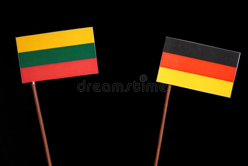Lithuanian Flag with German Flag Isolated on Black Stock Photo - Image ...