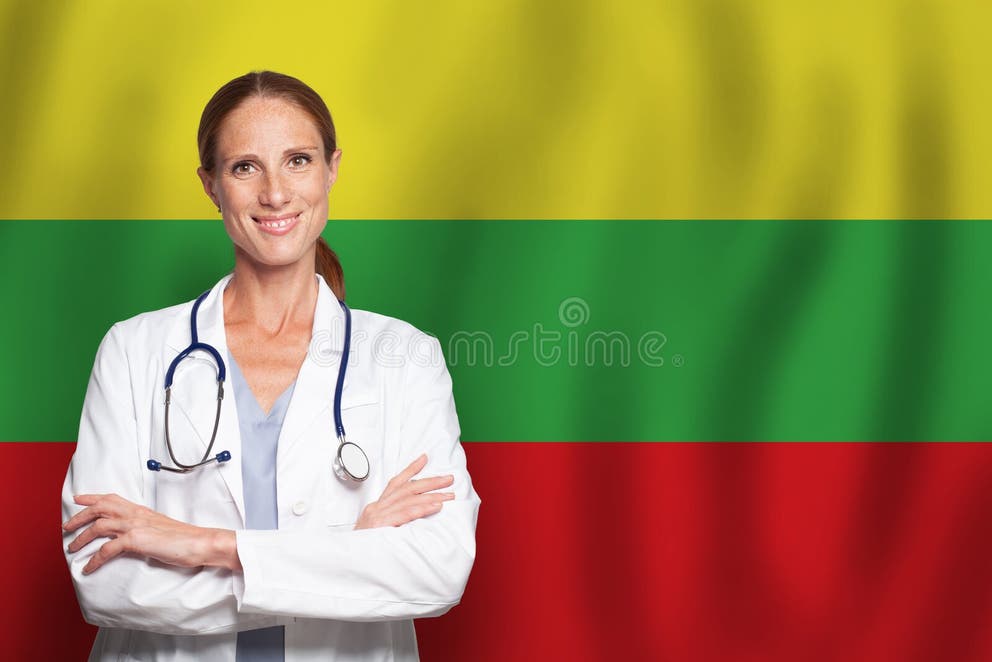 Lithuanian General Practitioner Doctor Gp on the Flag of Lithuania ...
