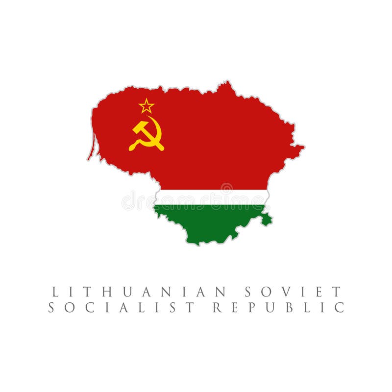 Lithuanian Soviet Socialist Republic Flag Map. Isolated on White ...