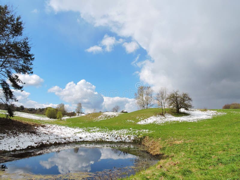 Lithuanian Spring Landscape Stock Image - Image of plant, lake: 91213169