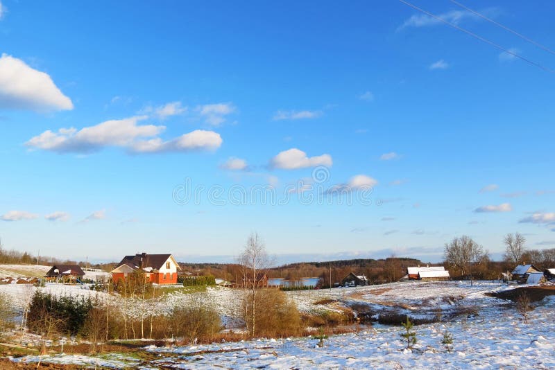 Lithuanian Spring Landscape Stock Image - Image of plow, trees: 91444775