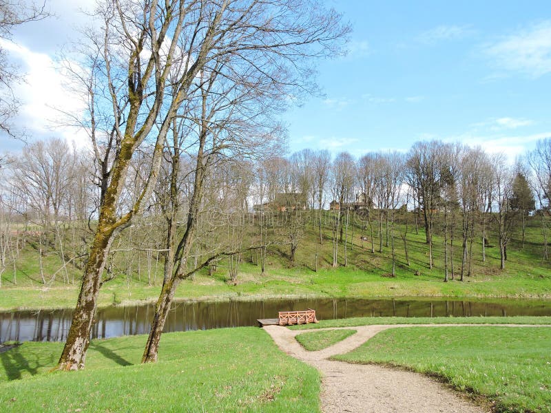 Lithuanian Spring Landscape Stock Image - Image of path, green: 91255509