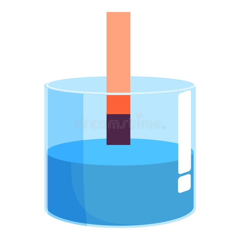 Litmus Paper Measuring Ph of Blue Liquid in Beaker Stock Illustration ...