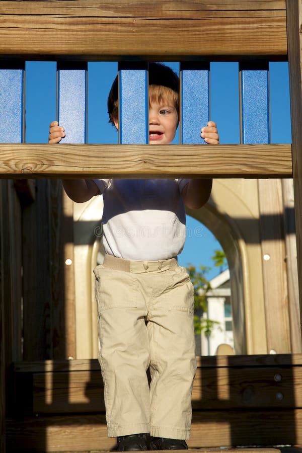 Litte Boy Playing on Playground Stock Photo - Image of toddler, jungle ...