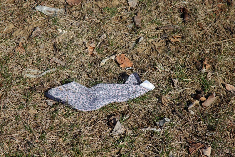 Litter Along a Roadside - Disposable Face Mask Stock Image - Image of ...