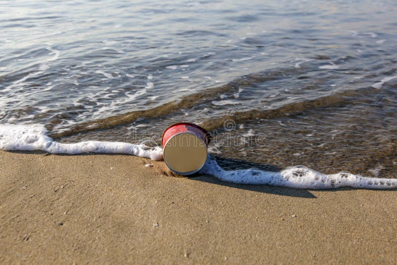 Litter at the beach stock image. Image of garbage, water - 58558319