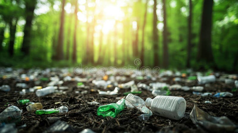Orphan Waste Concept. Littered Plastic Bottles and Trash Scattered on ...
