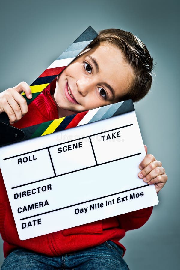 Little Actor with a Slate in His Head Stock Photo - Image of portrait ...