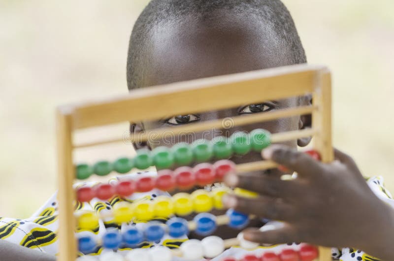 Little African Boy Learning To Count with Abacus Stock Image - Image of ...