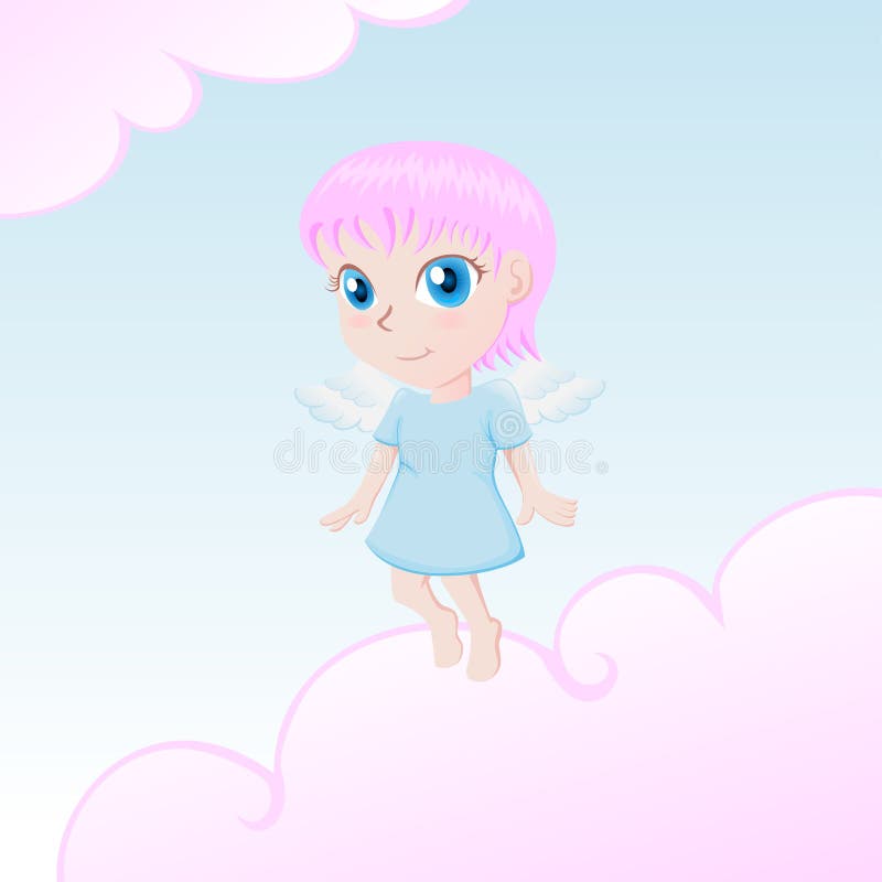 Little Angel stock vector. Illustration of pink, girl - 9866641