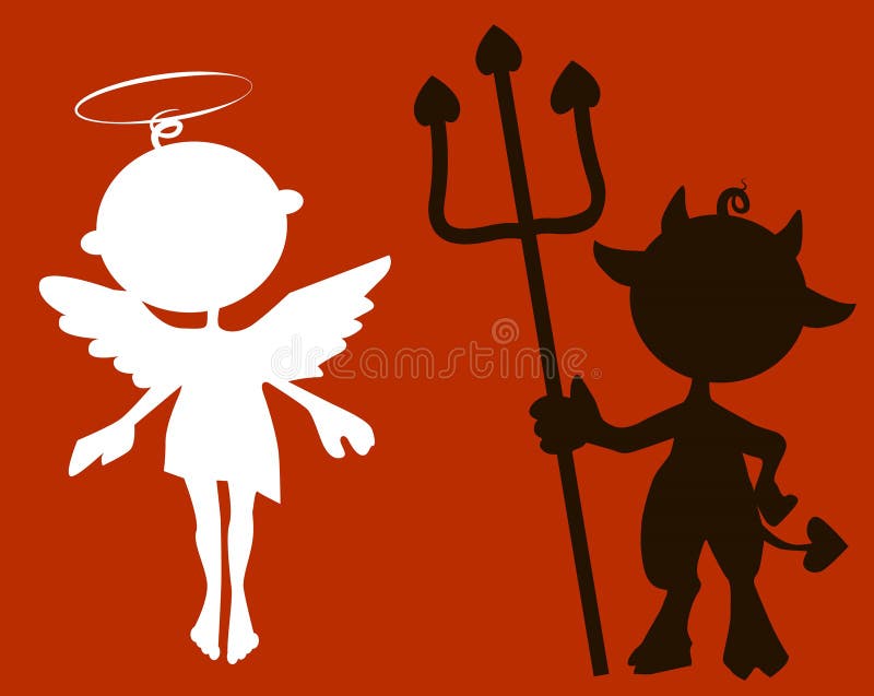 Little angel and devil stock vector. Illustration of devil - 58411099