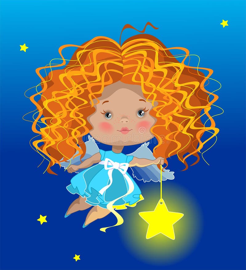 Angel With Star Line Icon. Holy Flying Man With Wing Decoration Symbol ...