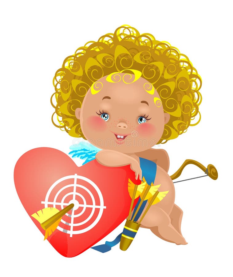 Little angel with a target stock vector. Illustration of cute - 28471659