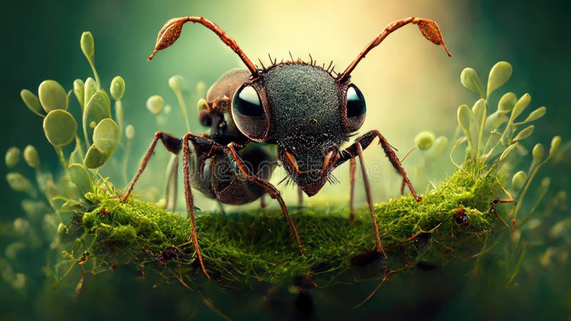 Little ant in the grass stock illustration. Illustration of black ...