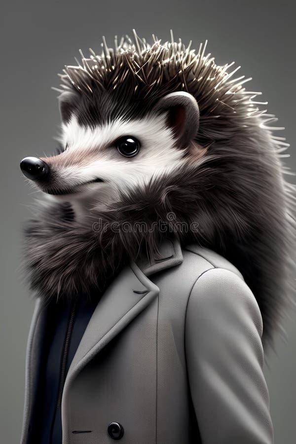 Little Anthropomorphic Hedgehog Cartoon Animal in Coat. Ai Generated ...