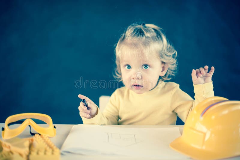 Little Architect stock photo. Image of crayon, childhood - 40502470