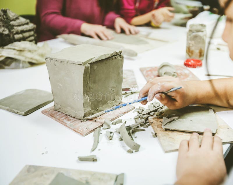 Pottery Workshop for Children Stock Image - Image of handcraft ...