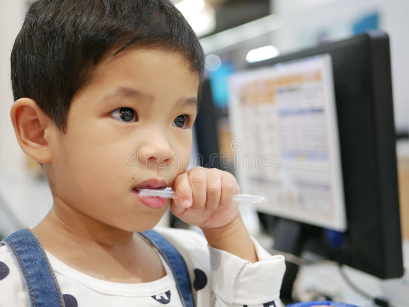 Baby Boy Solve Mathematics Examples.the Student Thinks and Feels Near ...