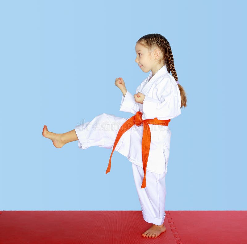 Little Athlete Beat a Direct Kick Foot Stock Image - Image of light ...