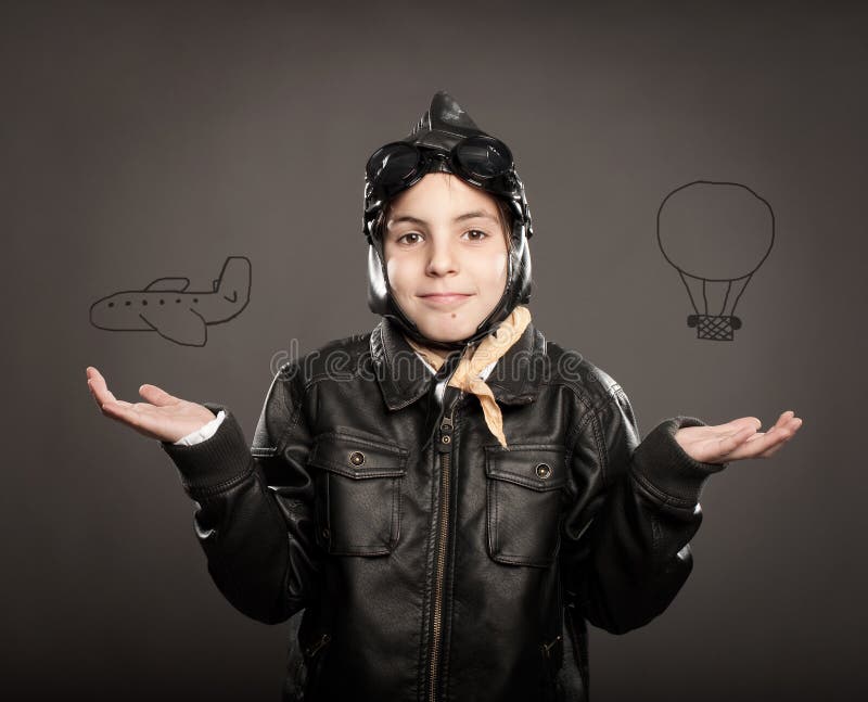 Little Aviator with Happy Expression Stock Image - Image of explore ...