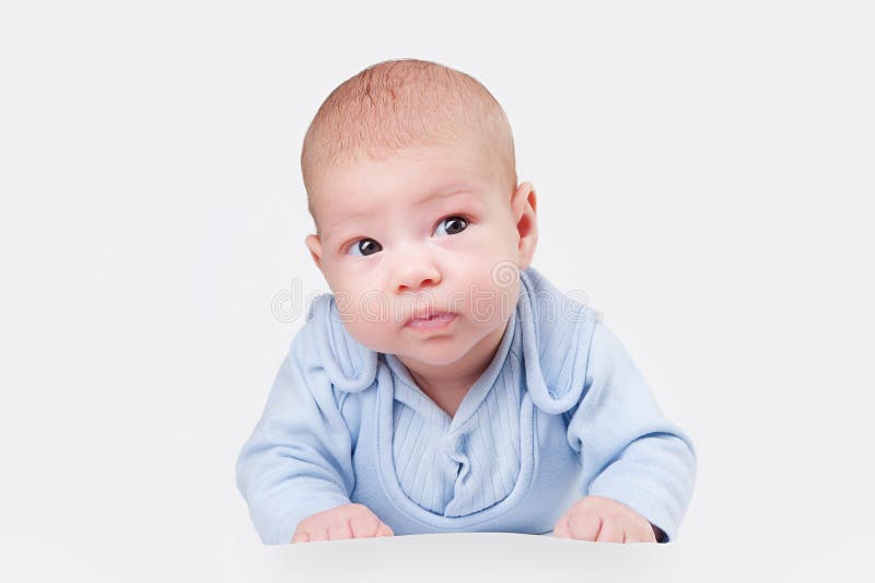 Little baby in blue stock image. Image of happy, little - 25738365