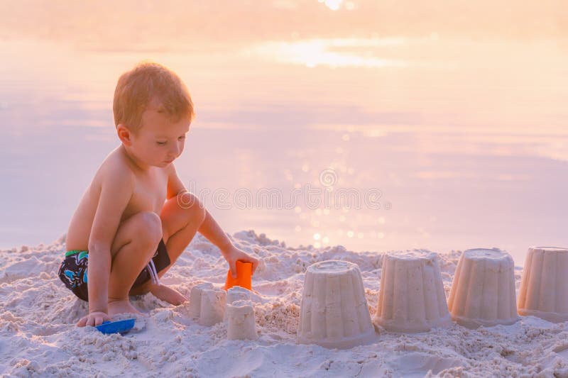 Little Baby Boy Build a Castle Stock Photo - Image of person, family ...
