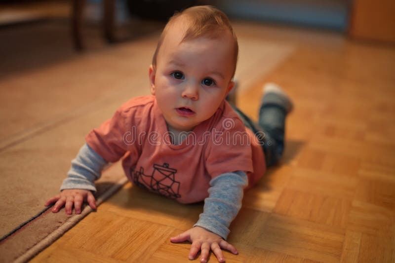 Little baby boy crawling stock photo. Image of life - 259069278