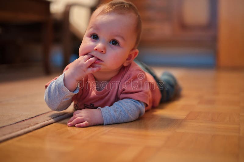 Baby boy crawling at home stock image. Image of crawl - 259069307