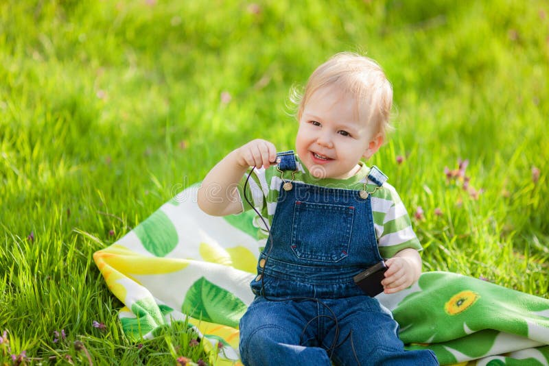 Little Baby Boy Having Fun in Spring. Stock Image - Image of caucasian ...