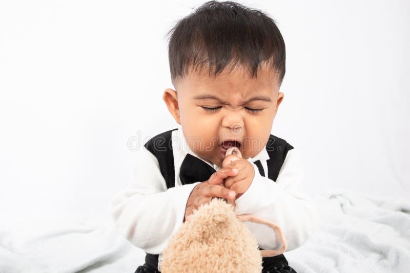 Little Baby Boy Play and Bite Toy Stock Image - Image of little, clean ...