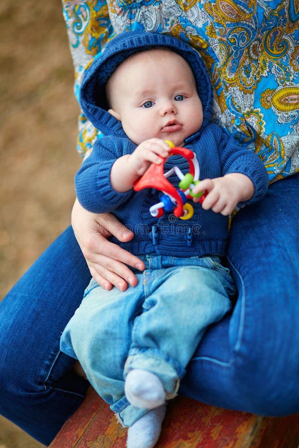 Little Boy Playing with Colorful Plastic Construction Blocks Stock ...