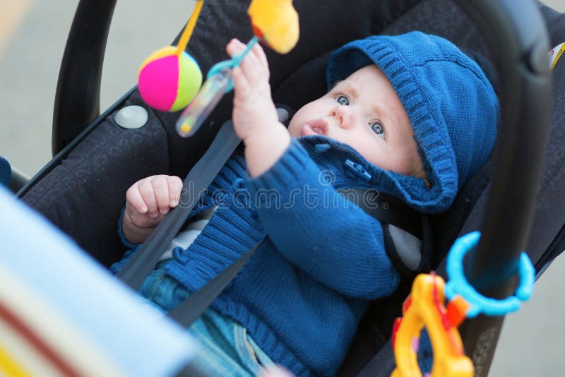 Little Baby Boy in a Stroller Stock Image - Image of caucasian, pram ...