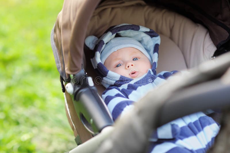 Little Baby Boy in Stroller Stock Photo - Image of lying, grass: 51943088