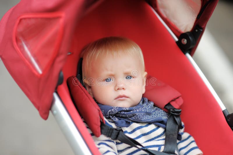 Little Baby Boy in Stroller Stock Image - Image of relaxation ...