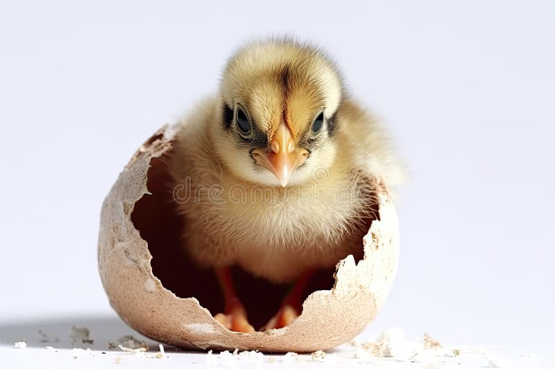 Little Baby Chick Hatching Out of His Egg Stock Illustration ...