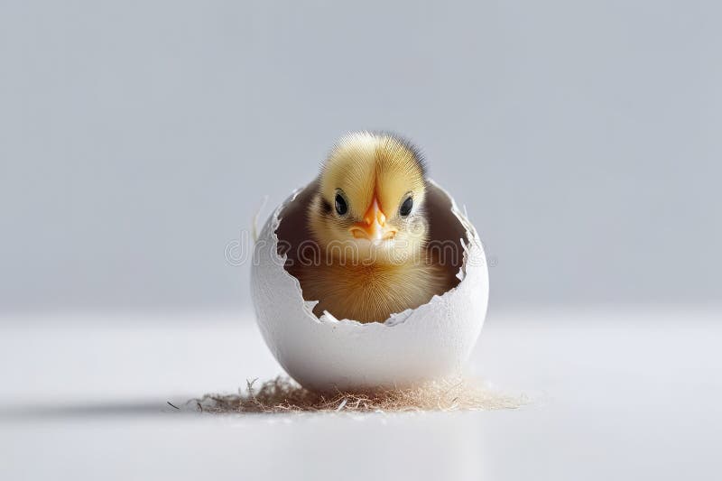 Little Baby Chick Hatching Out of His Egg Stock Illustration ...