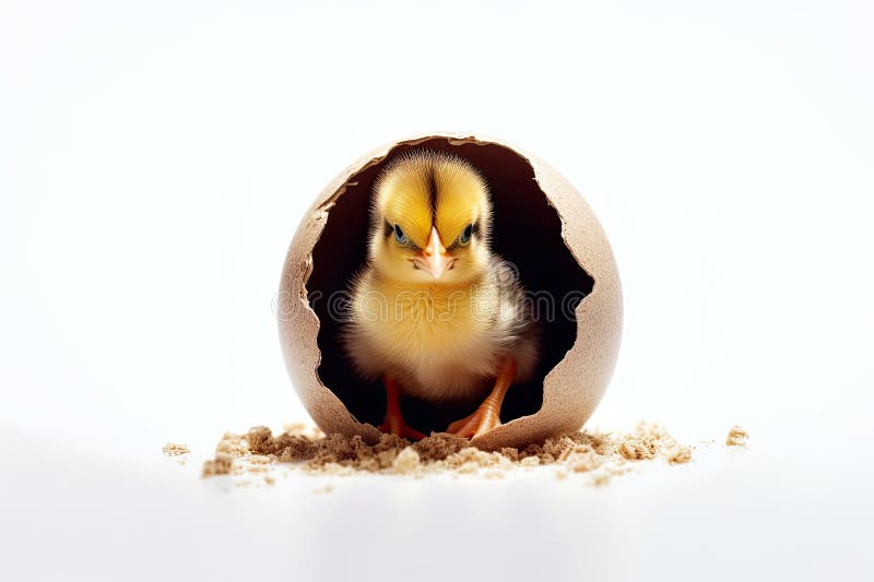 Little Baby Chick Hatching Out of His Egg Stock Illustration ...