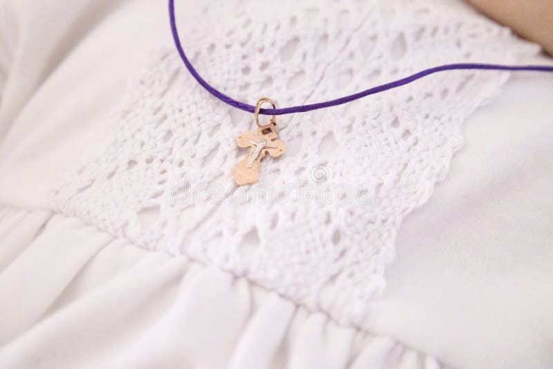 A Little Baby and a Cross. Baptism of a Child Stock Image - Image of ...